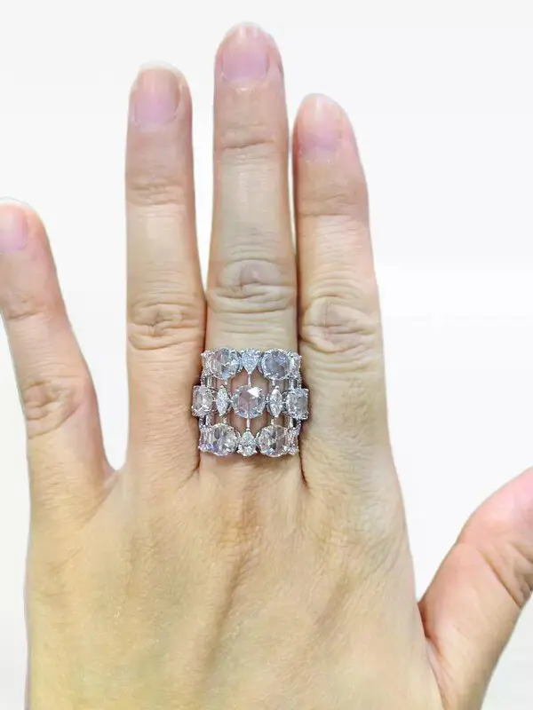 HYT JEWELRY Embellished Diamond Ring - Silver