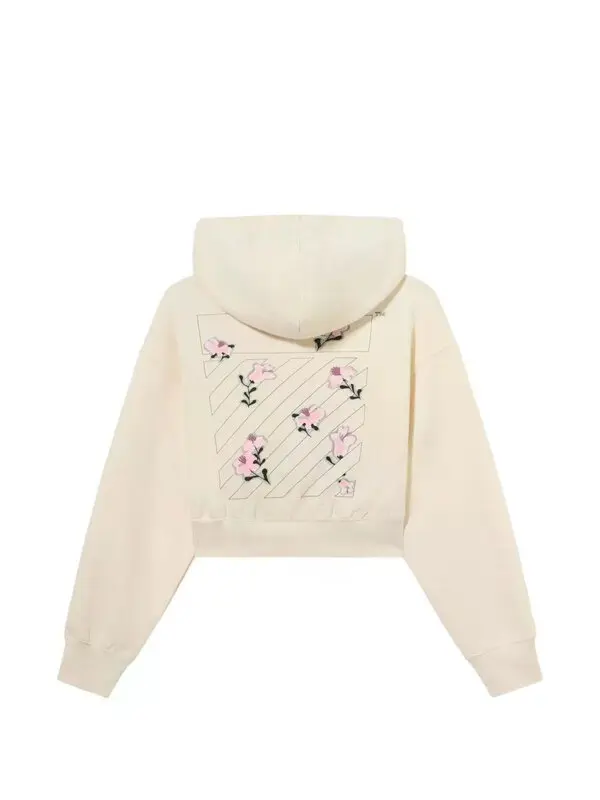 L/AB C/O OFF-WHITE Floral-print Cropped Hoodie