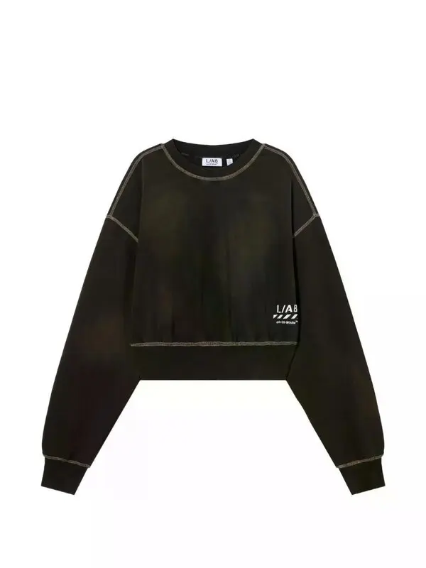 L/AB C/O OFF-WHITE Logo-print Cropped Sweatshirt