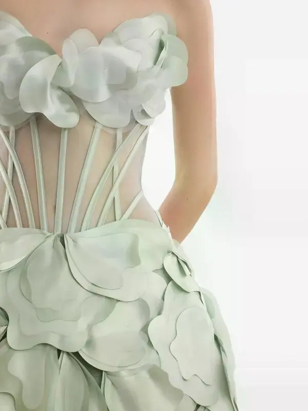 GEMY MAALOUF Petal-embellished Corset Gown