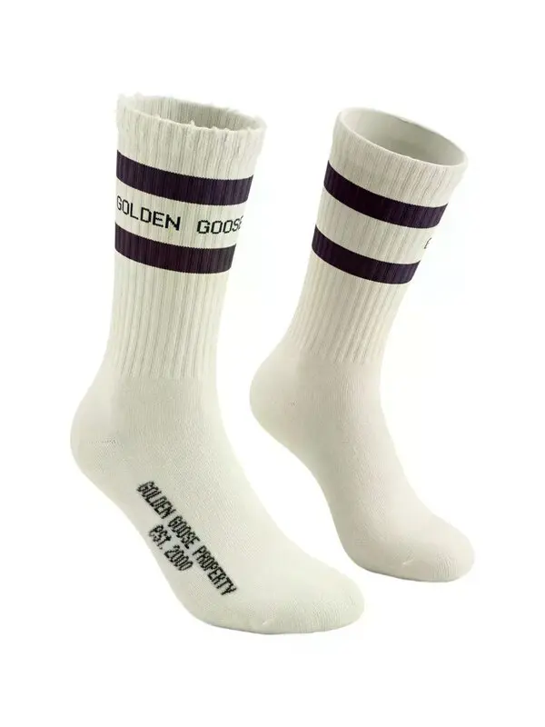 GOLDEN GOOSE Logo-print Distressed Socks