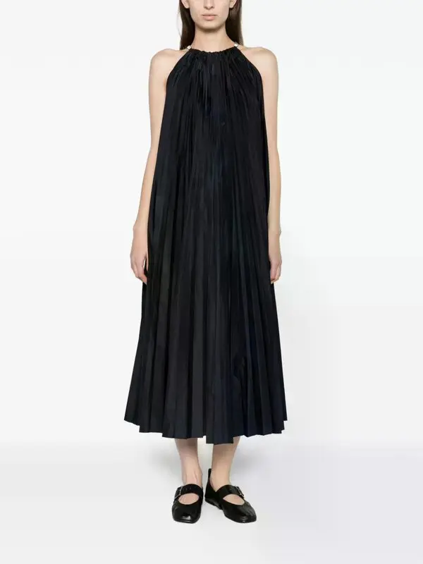 Max Mara Sleeveless Plissé-pleated Taffeta Dress Ultramarine - Blue