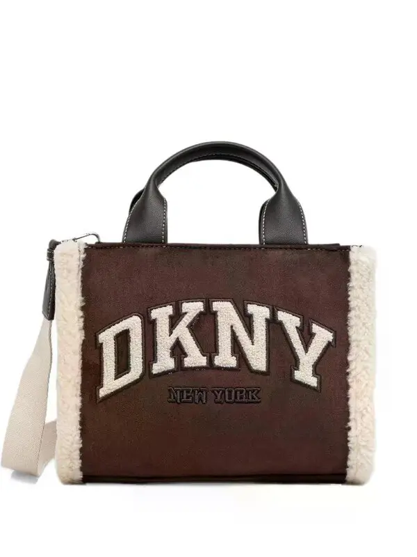 Dkny Small Hadlee Logo-patch Tote Bag - Brown