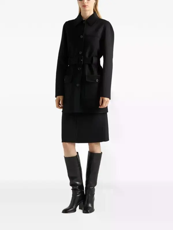 Prada Single-breasted Double-cloth Caban Jacket