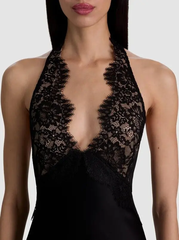 Alice + Olivia Viola Lace Halter Mini Dress