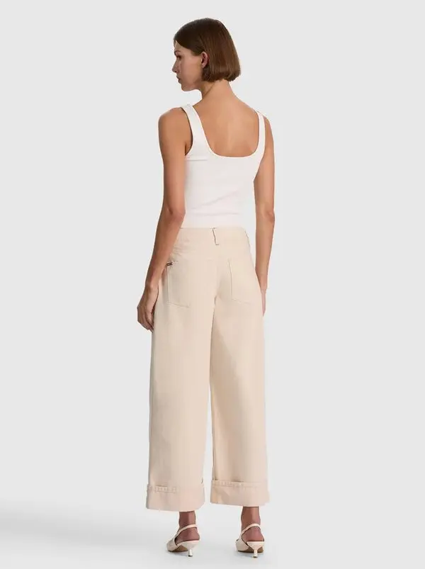 Alice + Olivia Clayton Lr Roll Cuff Relaxed Cropped Jean