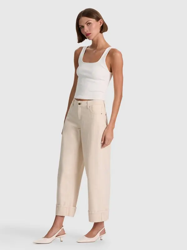 Alice + Olivia Clayton Lr Roll Cuff Relaxed Cropped Jean