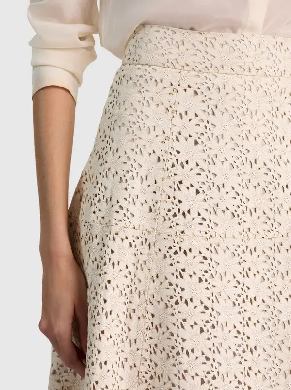 Alice + Olivia Sosie Laser-cut Leather Midi Skirt