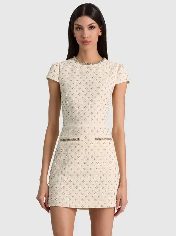 Alice + Olivia Cade Embellished Cap Sleeve Mini Dress