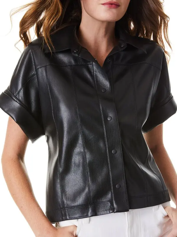 Alice + Olivia Edyth Vegan Top - Black