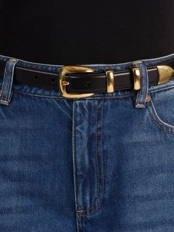 Alice + Olivia Hayden Buckle Belt - Black/gold