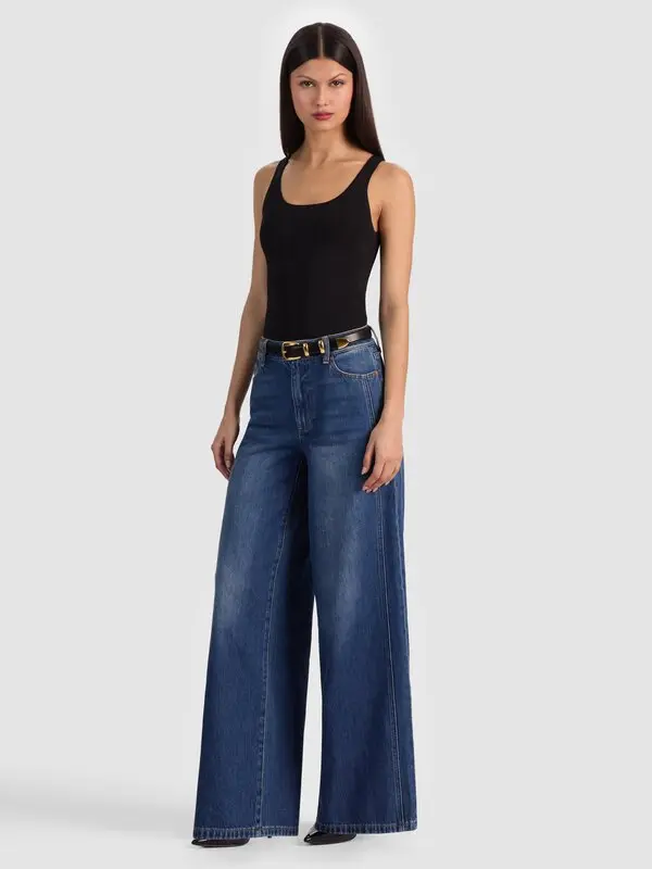 Alice + Olivia Hayden Buckle Belt - Black/gold