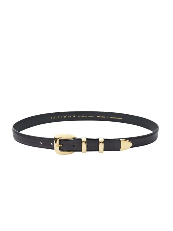 Alice + Olivia Hayden Buckle Belt - Black/gold