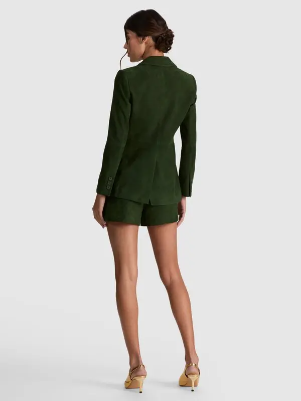 Alice + Olivia Macey Suede Notch Collar Fitted Blazer