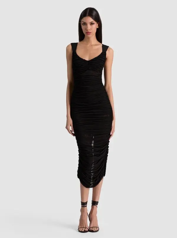Alice + Olivia Renee Sheer Midi Dress