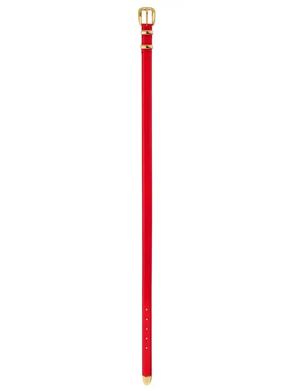 Alice + Olivia Hayden Buckle Belt - Bright Ruby/gold