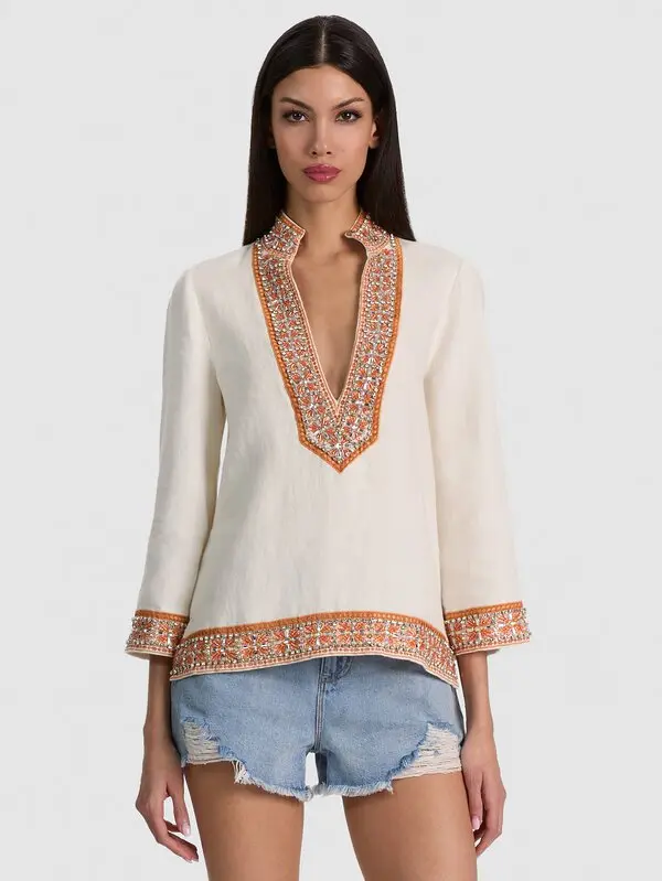 Alice + Olivia Eleonora Embell Tunic Top