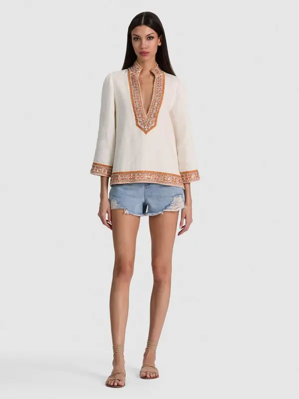 Alice + Olivia Eleonora Embell Tunic Top