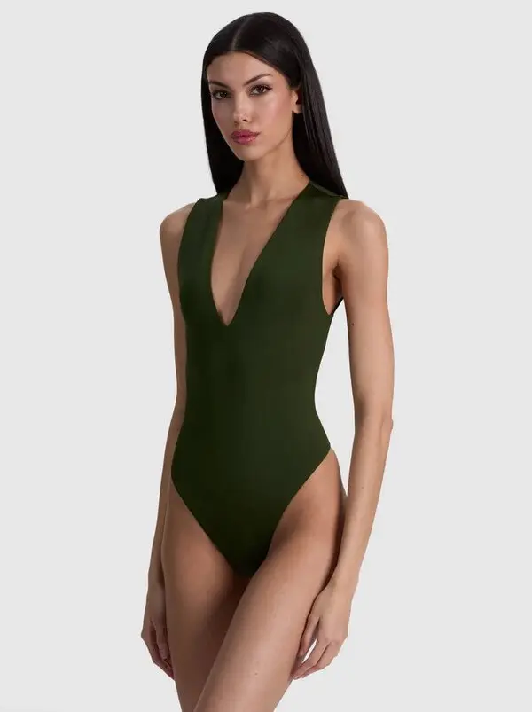 Alice + Olivia Olea Bodysuit - Dark Fern