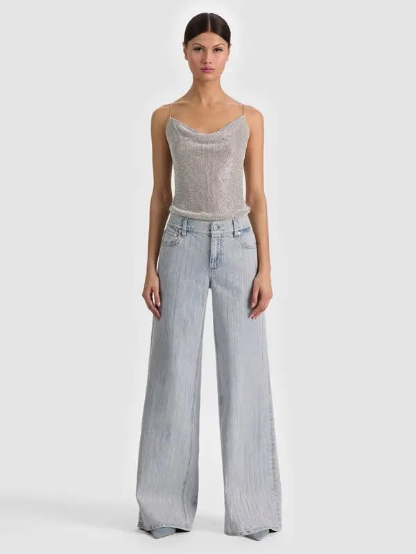 Alice + Olivia Harmon Chainmail Slip Tank - Silver/chainmail