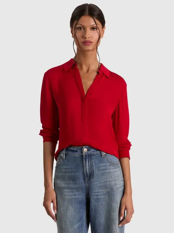 Alice + Olivia Willa Combo Blouse - Hibiscus