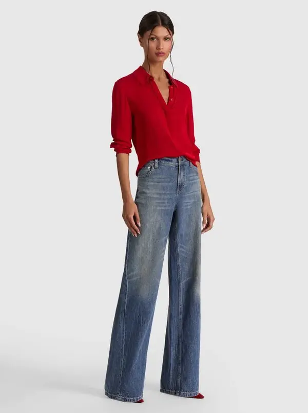 Alice + Olivia Willa Combo Blouse - Hibiscus