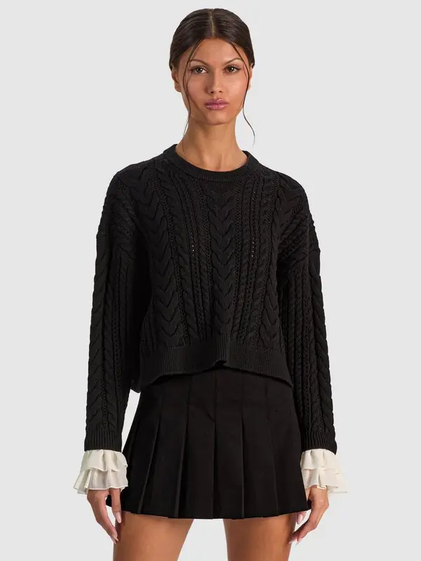 Alice + Olivia Sherlene Ruffle Pullover