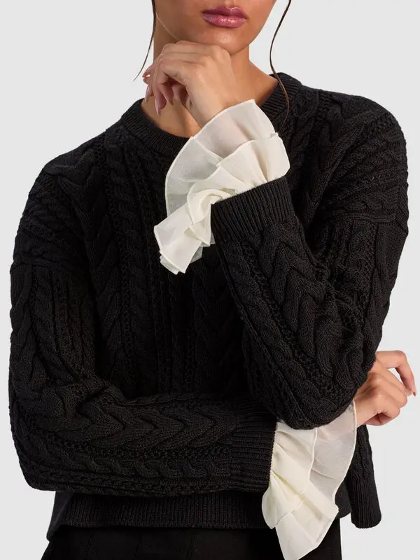 Alice + Olivia Sherlene Ruffle Pullover