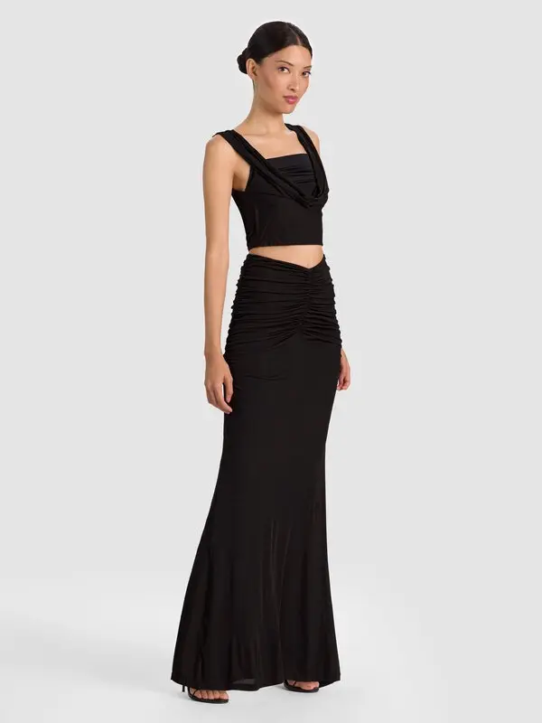 Alice + Olivia Shannon Ruched Hip Maxi Skirt