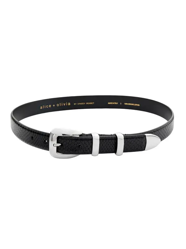 Alice + Olivia Hayden Buckle Belt - Black/silver