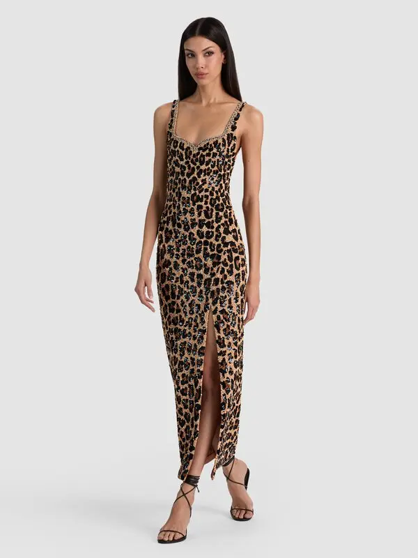 Alice + Olivia Eve Embellished Midi Gown