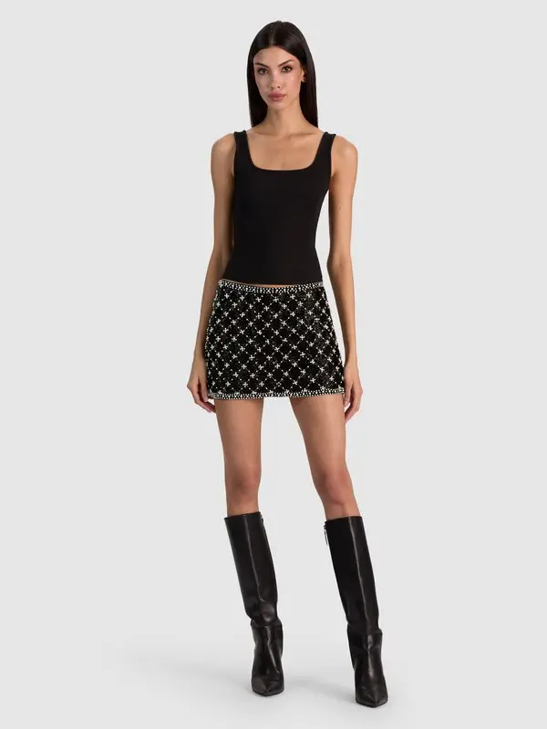 Alice + Olivia Rubi Embellished Mini Skirt - Black/multi