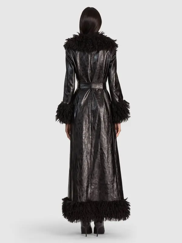 Alice + Olivia Polina Vegan Leather Faux Fur Coat