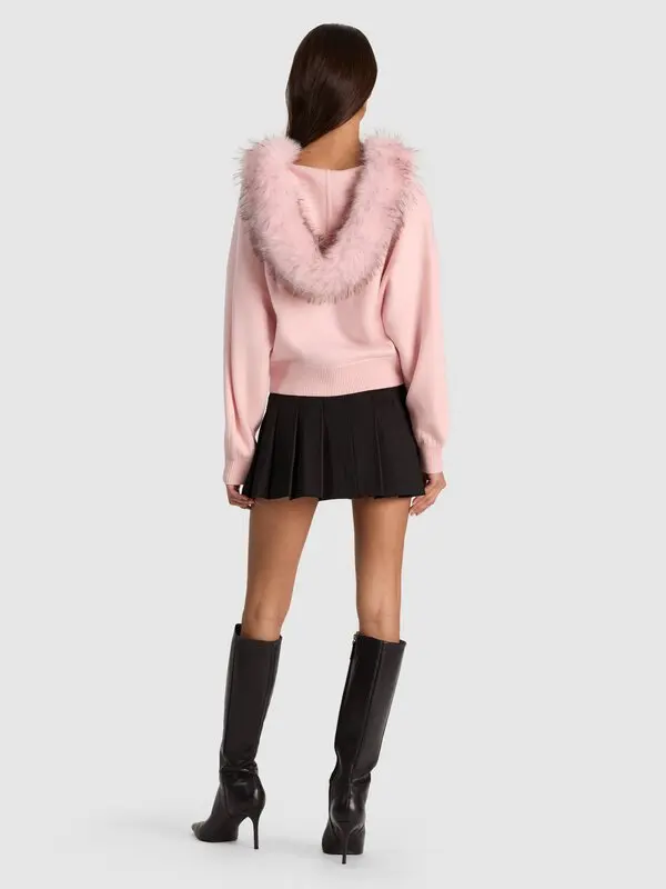 Alice + Olivia Nadya Faux Fur Trim Cardigan
