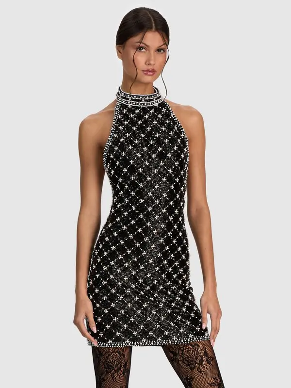 Alice + Olivia Gatz Embellished Mini Dress