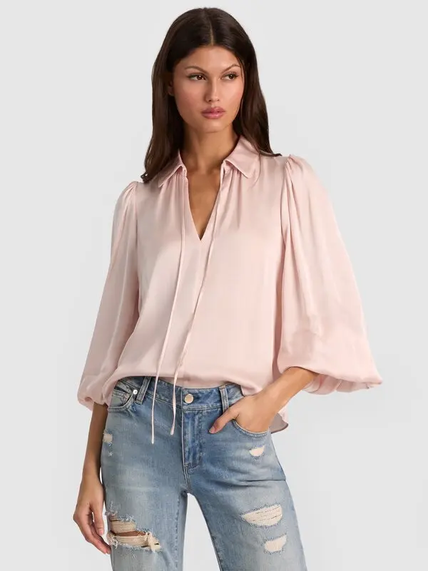 Alice + Olivia Roanne Tie Front Blouse