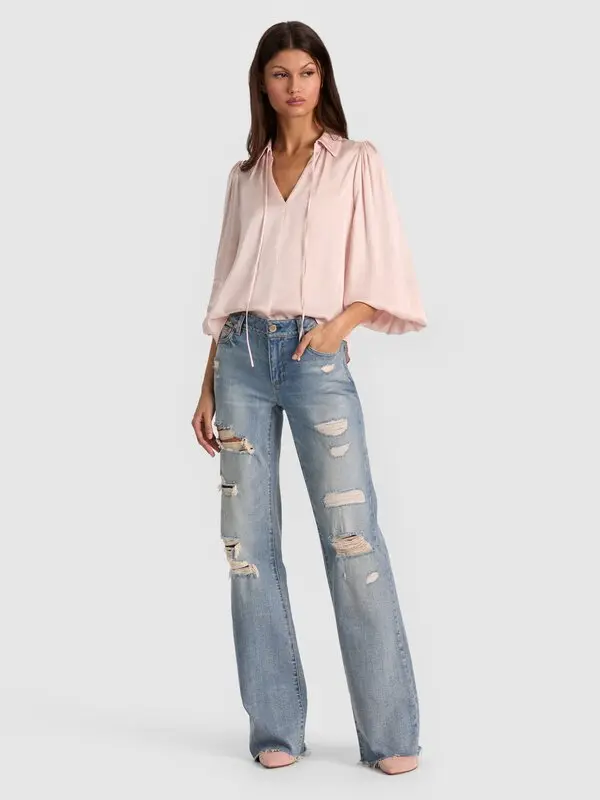 Alice + Olivia Roanne Tie Front Blouse