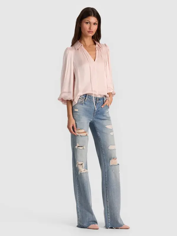 Alice + Olivia Roanne Tie Front Blouse