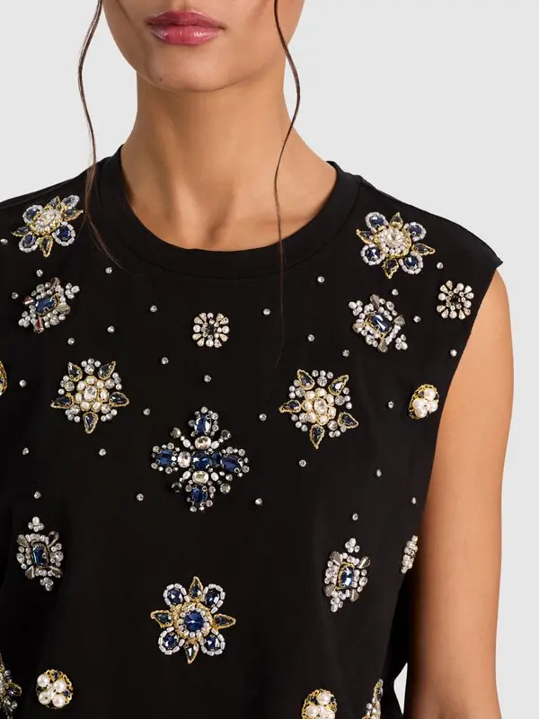 Alice + Olivia Micah Embellished Muscle Tank