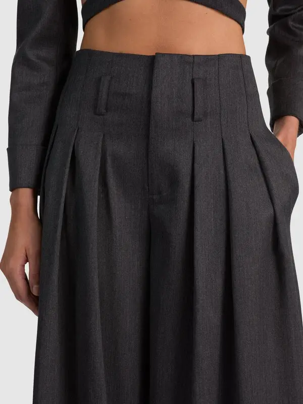 Alice + Olivia Benson Wool Pleated Pant