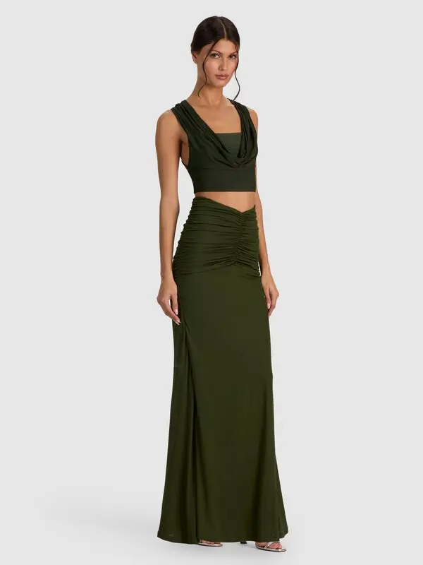 Alice + Olivia Shannon Ruched Maxi Skirt