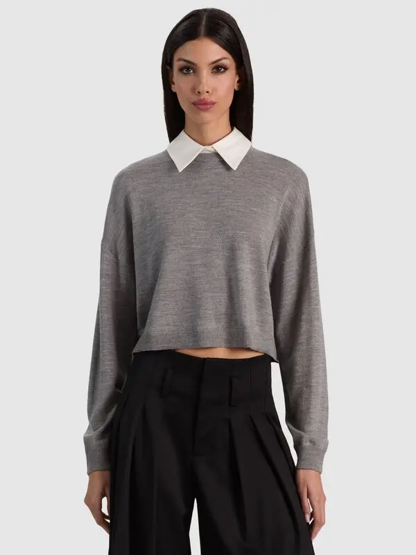 Alice + Olivia Rhett Wool Pullover With Detachable Collar