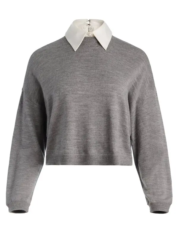 Alice + Olivia Rhett Wool Pullover With Detachable Collar
