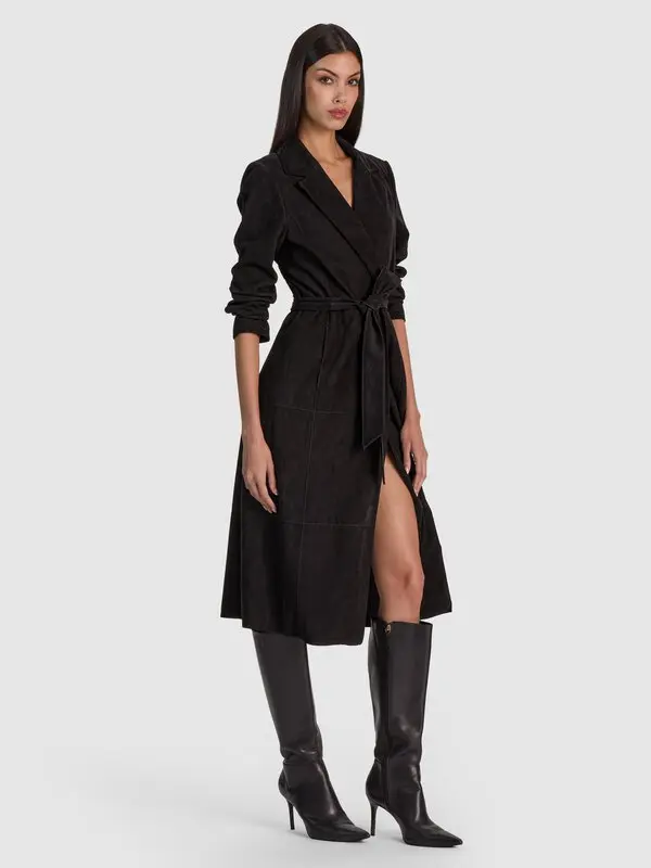 Alice + Olivia Karley Suede Wrap Long Coat