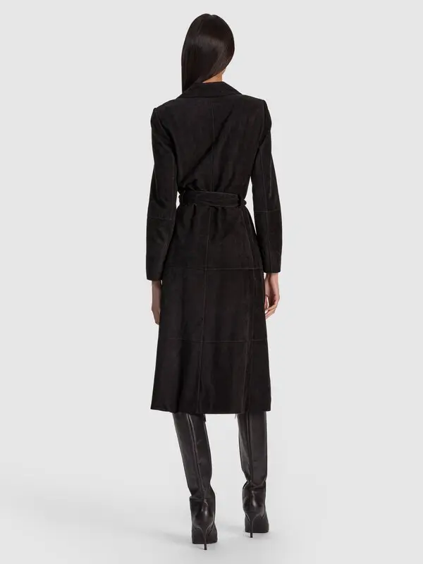Alice + Olivia Karley Suede Wrap Long Coat