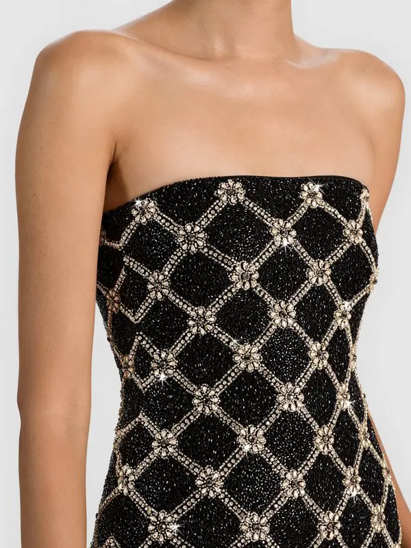 Alice + Olivia Delora Embellished Strapless Gown