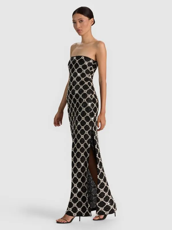 Alice + Olivia Delora Embellished Strapless Gown