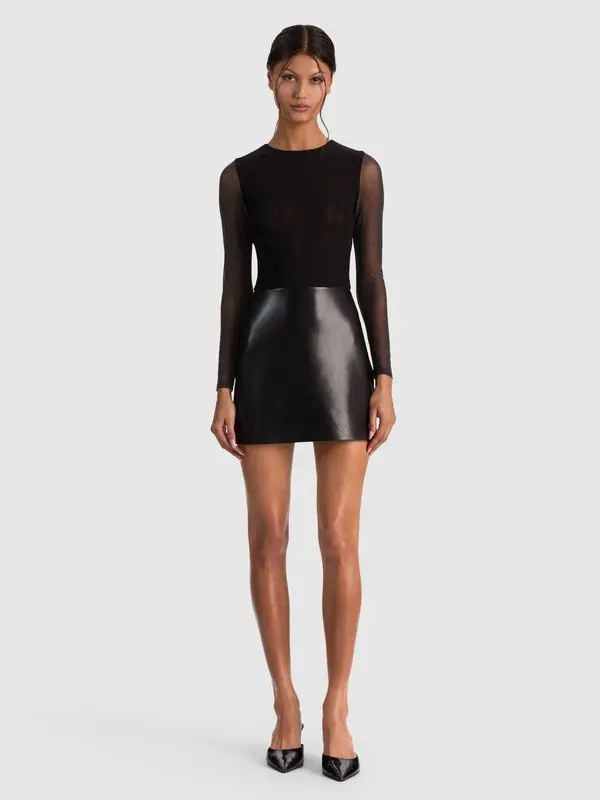 Alice + Olivia Sydney Vegan Leather Mini Dress