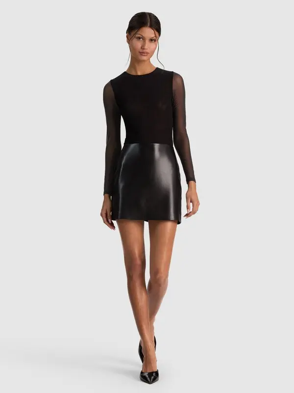 Alice + Olivia Sydney Vegan Leather Mini Dress