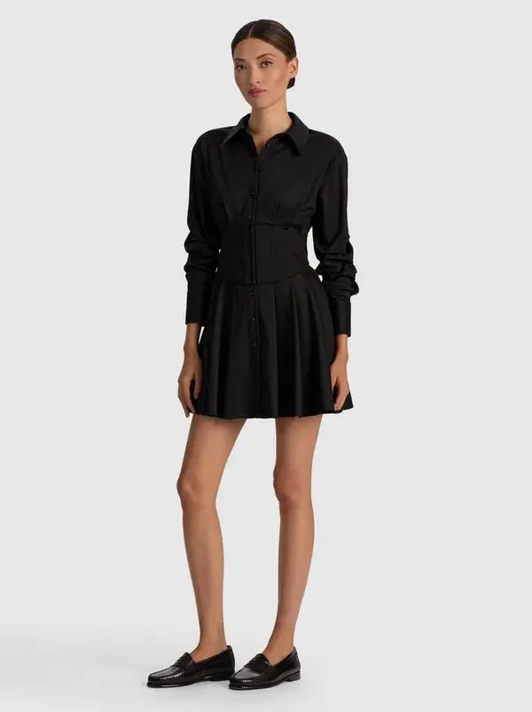Alice + Olivia Edie Corset Button Down Mini Dress